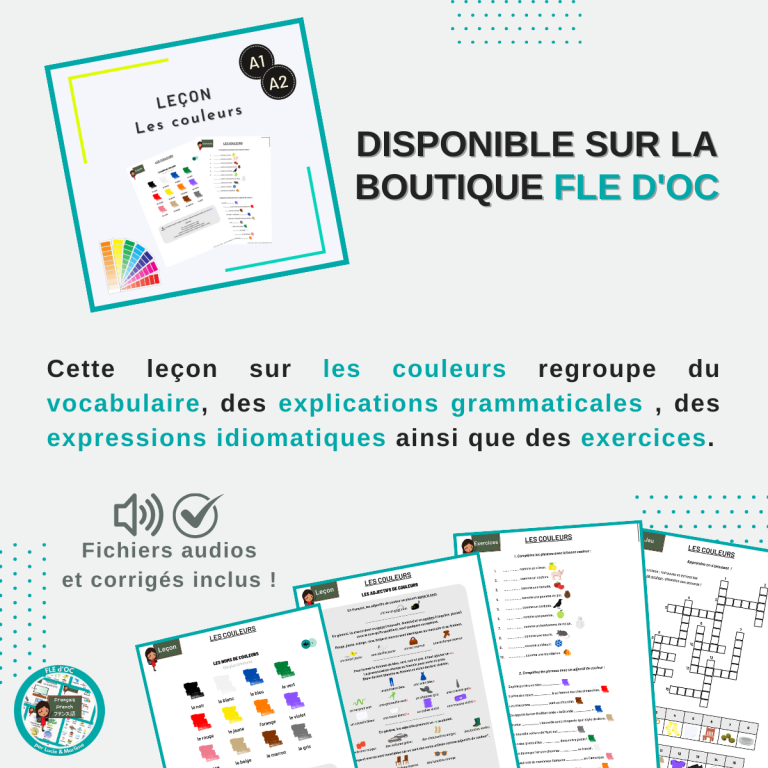 Vocabulaire : les couleurs (A1) - FLE d'OC - Langue