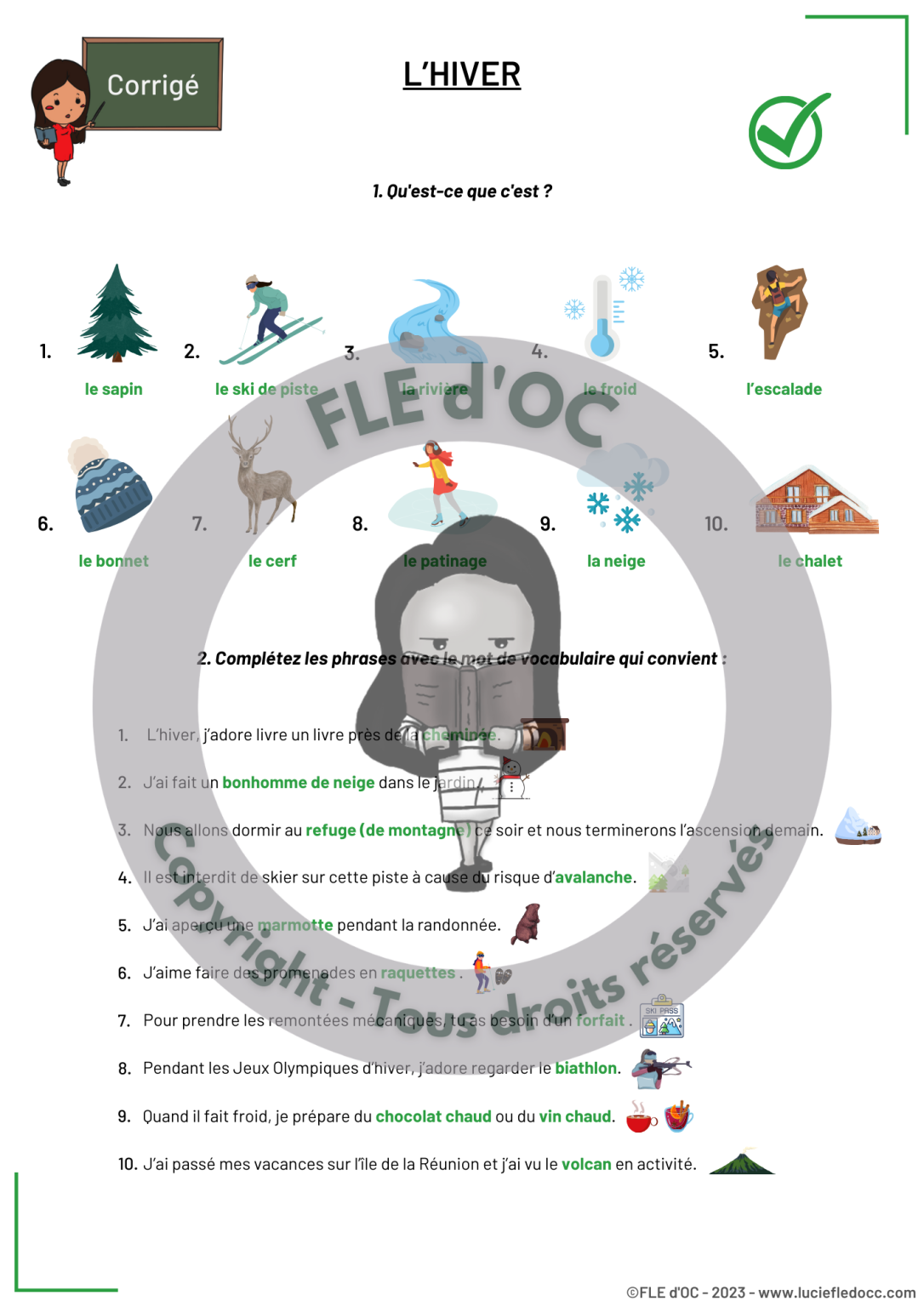 Boutique - Leçon - L'hiver (Tous niveaux) - FLE d'OC