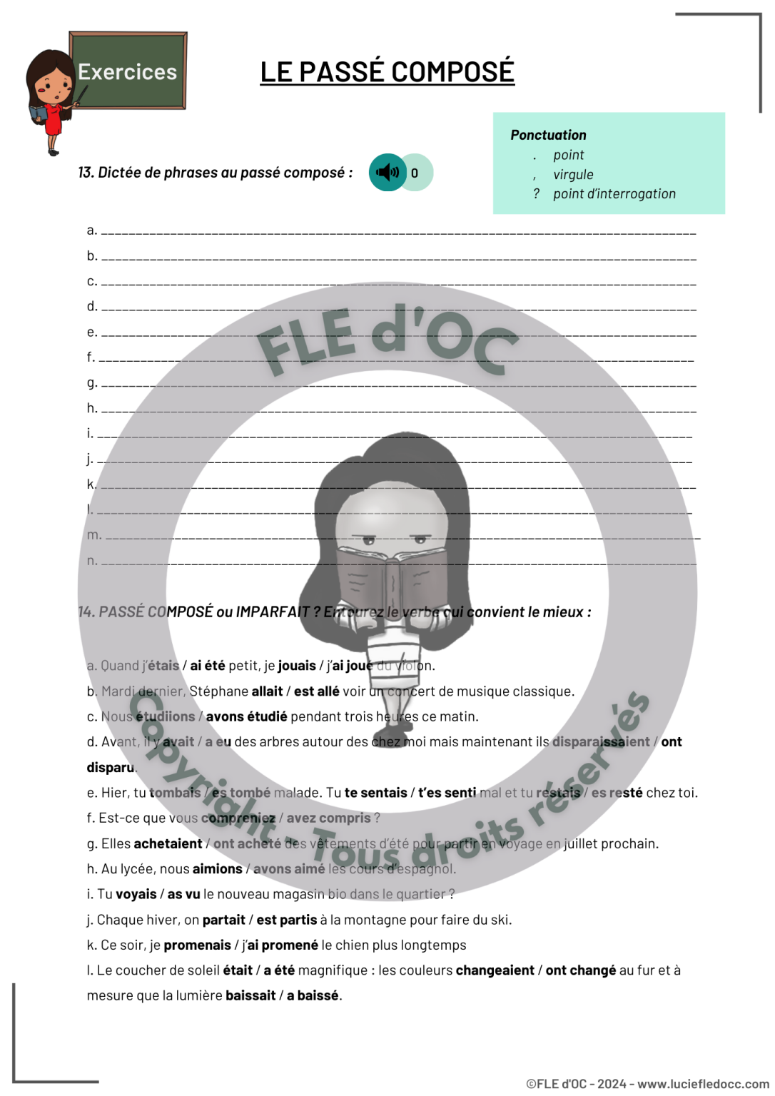 Boutique - Cahier d'exercices - Le passé composé (A2-B1) - FLE d'OC