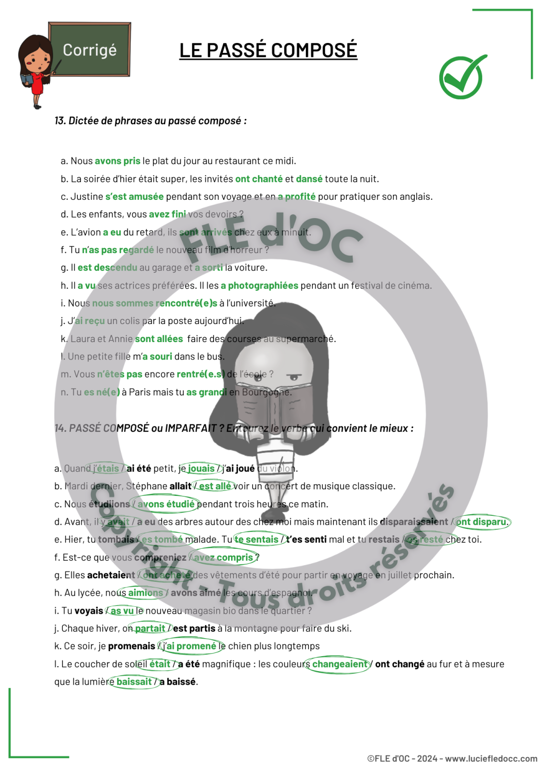 Boutique - Cahier d'exercices - Le passé composé (A2-B1) - FLE d'OC