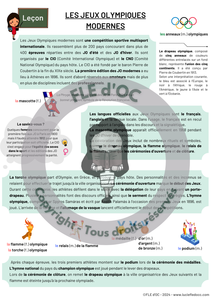 Boutique - Leçon - Les Jeux Olympiques (Tous niveaux) - FLE d'OC