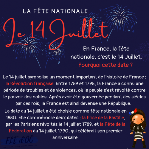 Le 14 juillet : la Fête nationale française. Pourquoi cette date ? FLE d'OC
